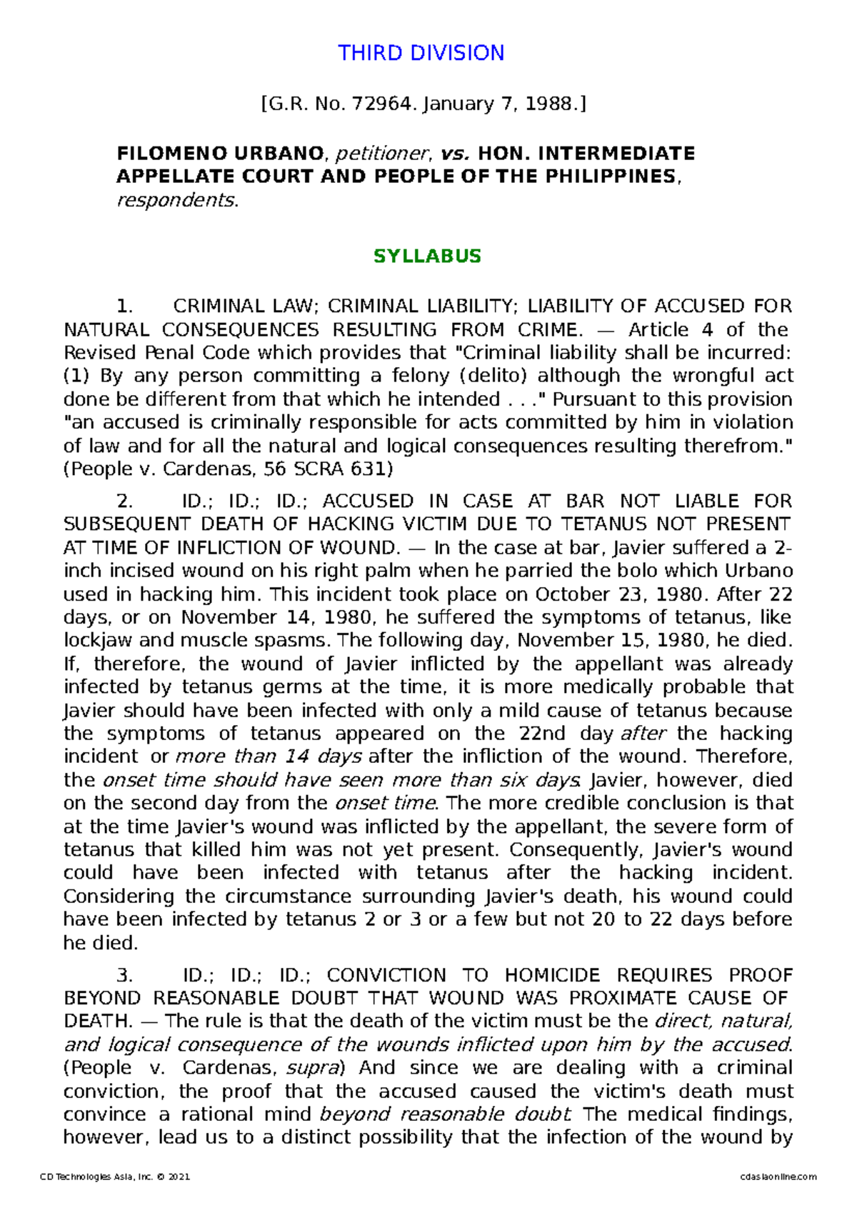 23. Urbano v. IAC (1988) - THIRD DIVISION [G. No. 72964. January 7, 1988.] FILOMENO URBANO ...