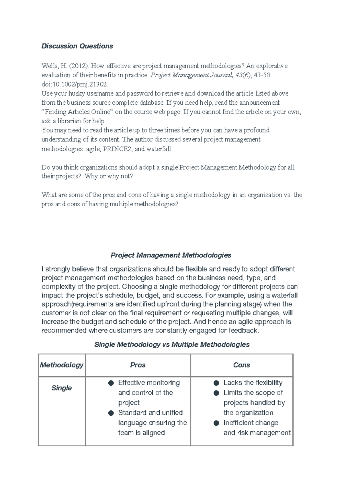 Week 4 Discussion - Discussion Questions Wells, H. (2012). How ...