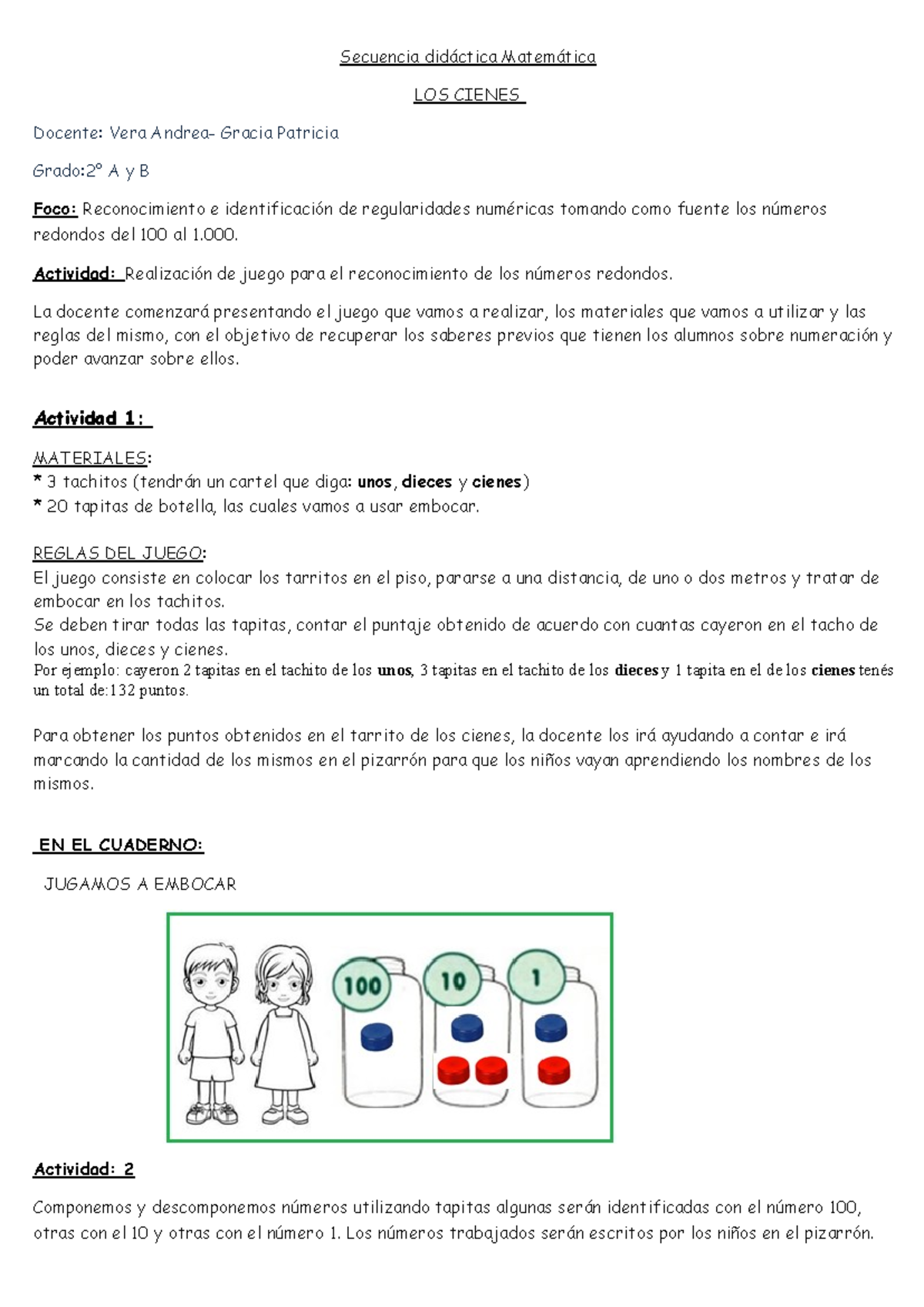 Secuencia LOS Cienes - Secuencia didáctica Matemática LOS CIENES ...