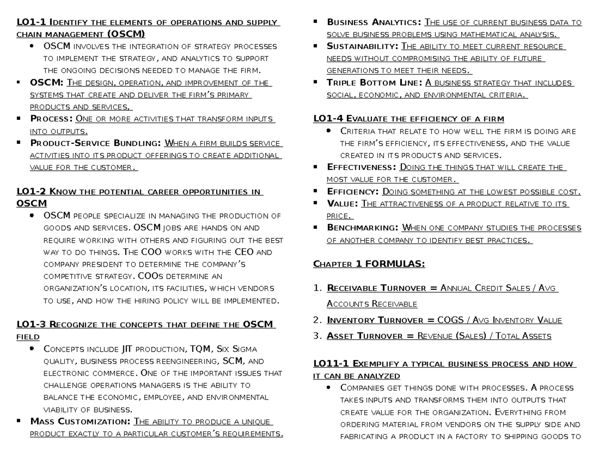 Chapter 1 CS - Cheat Sheet - IDENTIFY THE ELEMENTS OF OPERATIONS AND ...