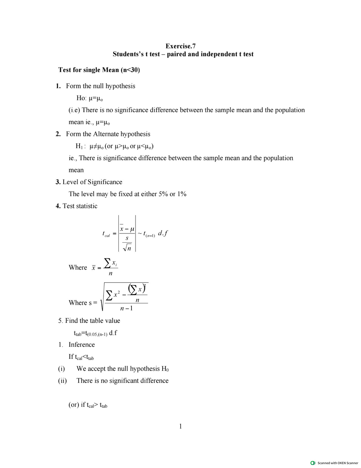 Student's t test- Paired and Independent t test - Probability and ...