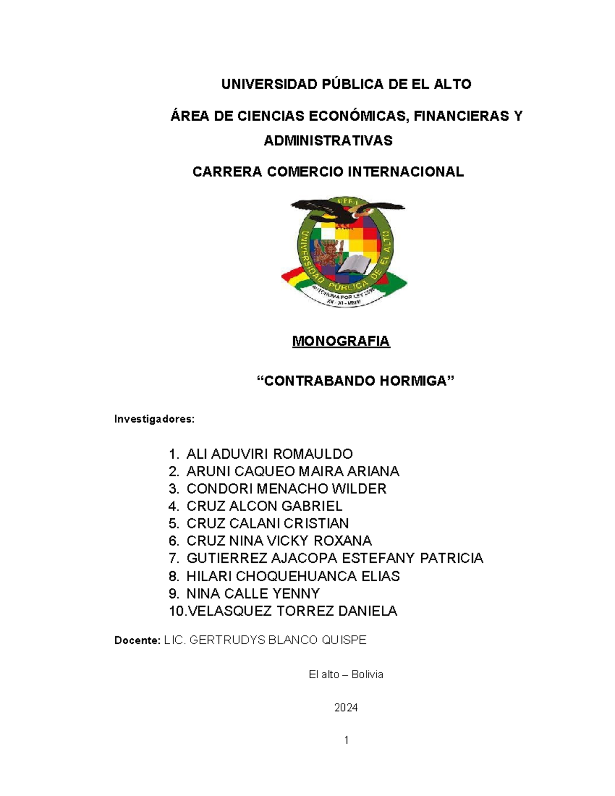 Monografia 6 - Contrabando hormiga - UNIVERSIDAD PÚBLICA DE EL ALTO ...