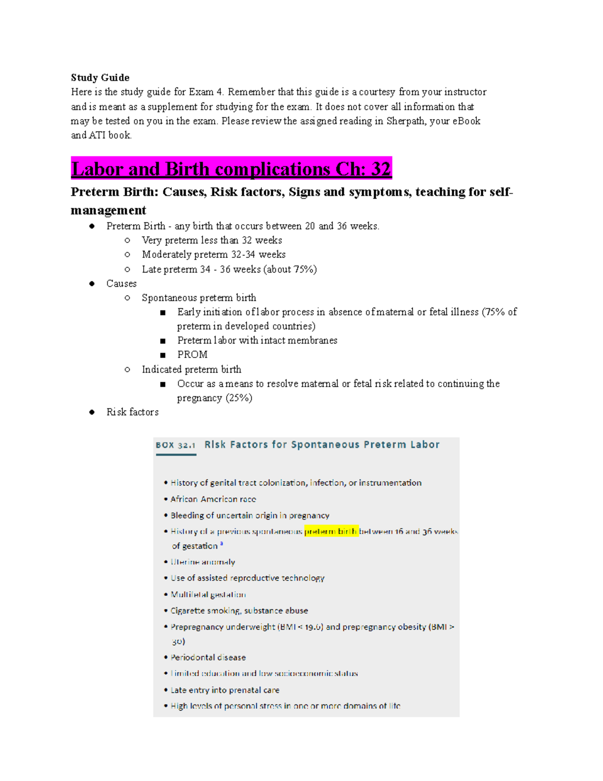 Labor and Delivery - have fun! - Study Guide Here is the study guide ...