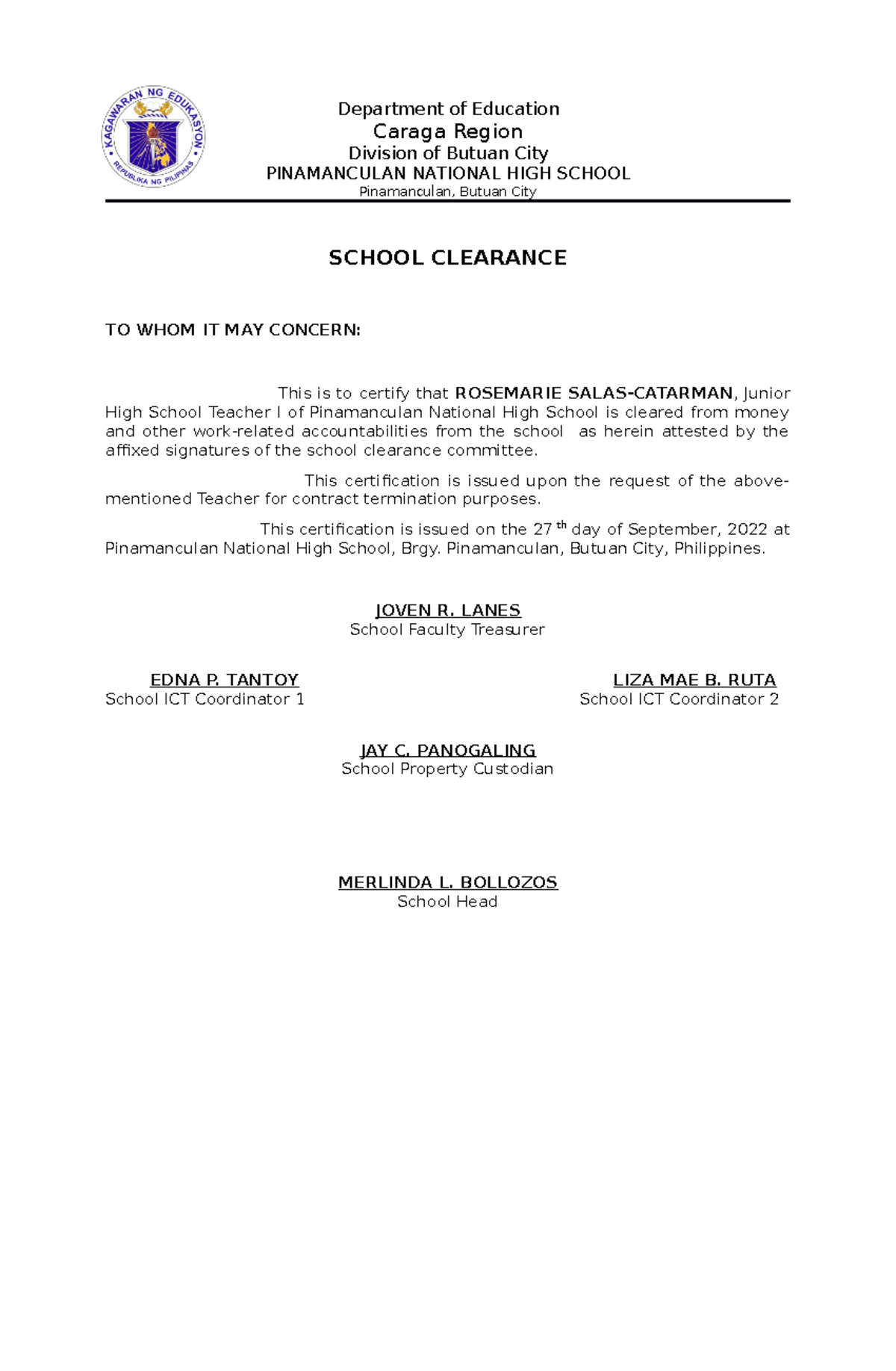 District- Clearance-2021 - Department of Education Caraga Region ...