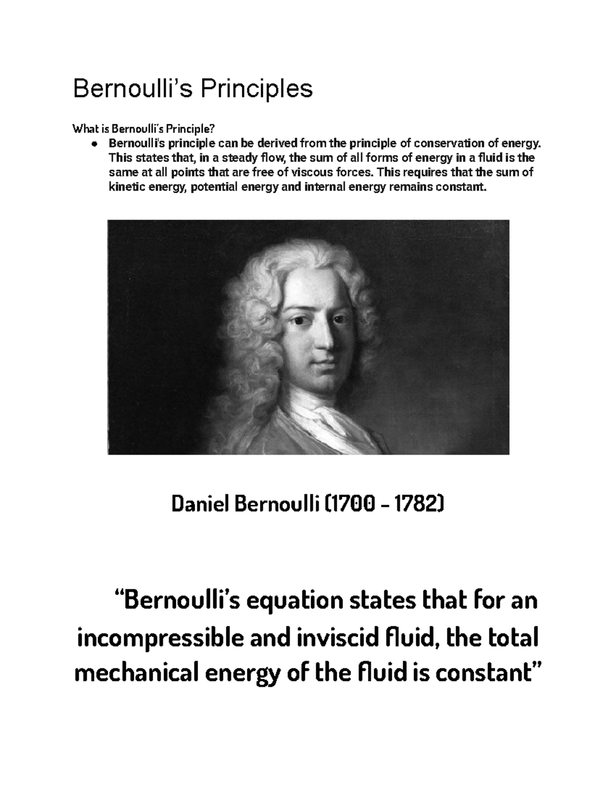 Bernoulli’s Principles - Bernoulli’s Principles What is Bernoulli’s ...