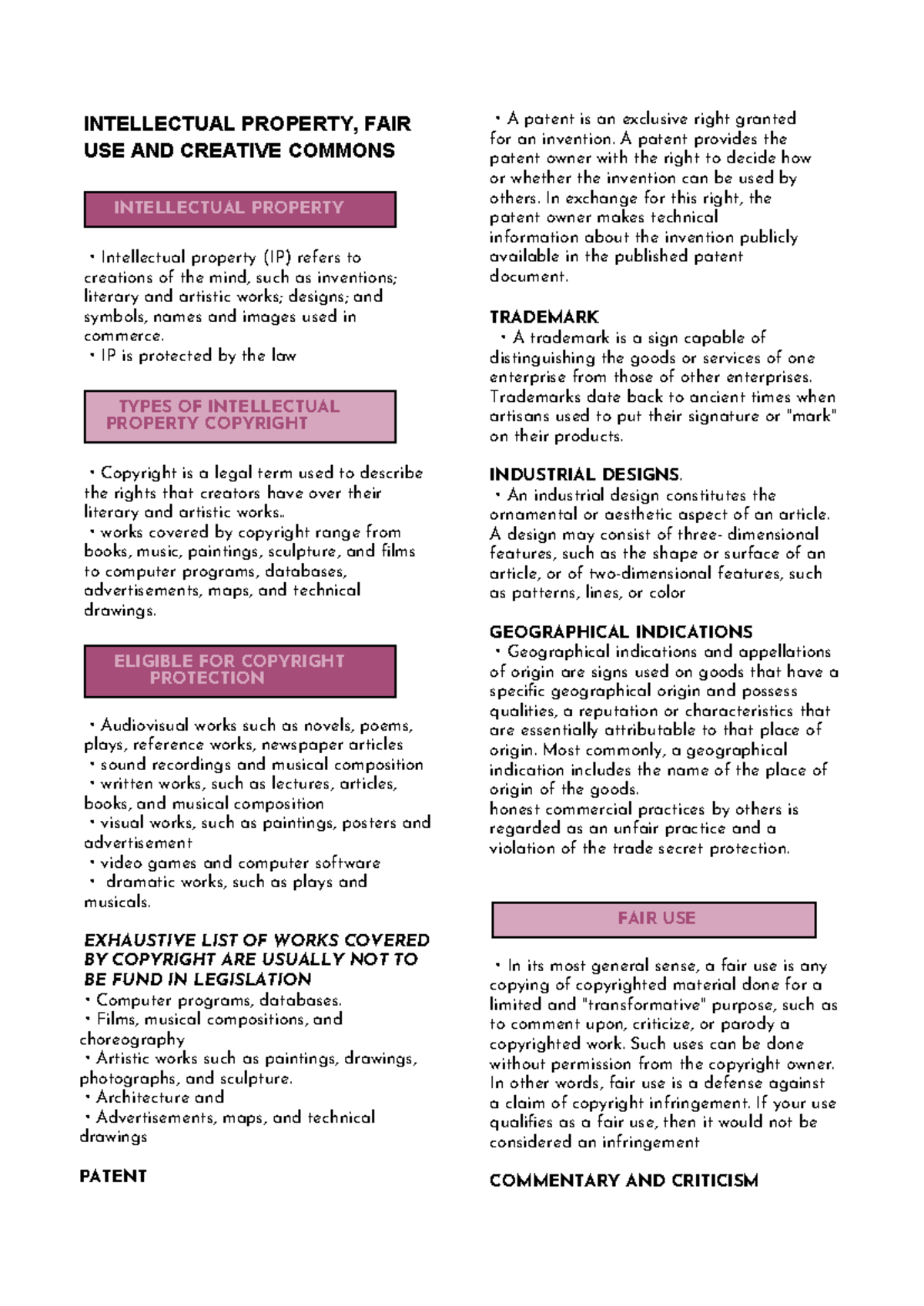 Lesson 8 Media Information Technology - INTELLECTUAL PROPERTY, FAIR USE ...