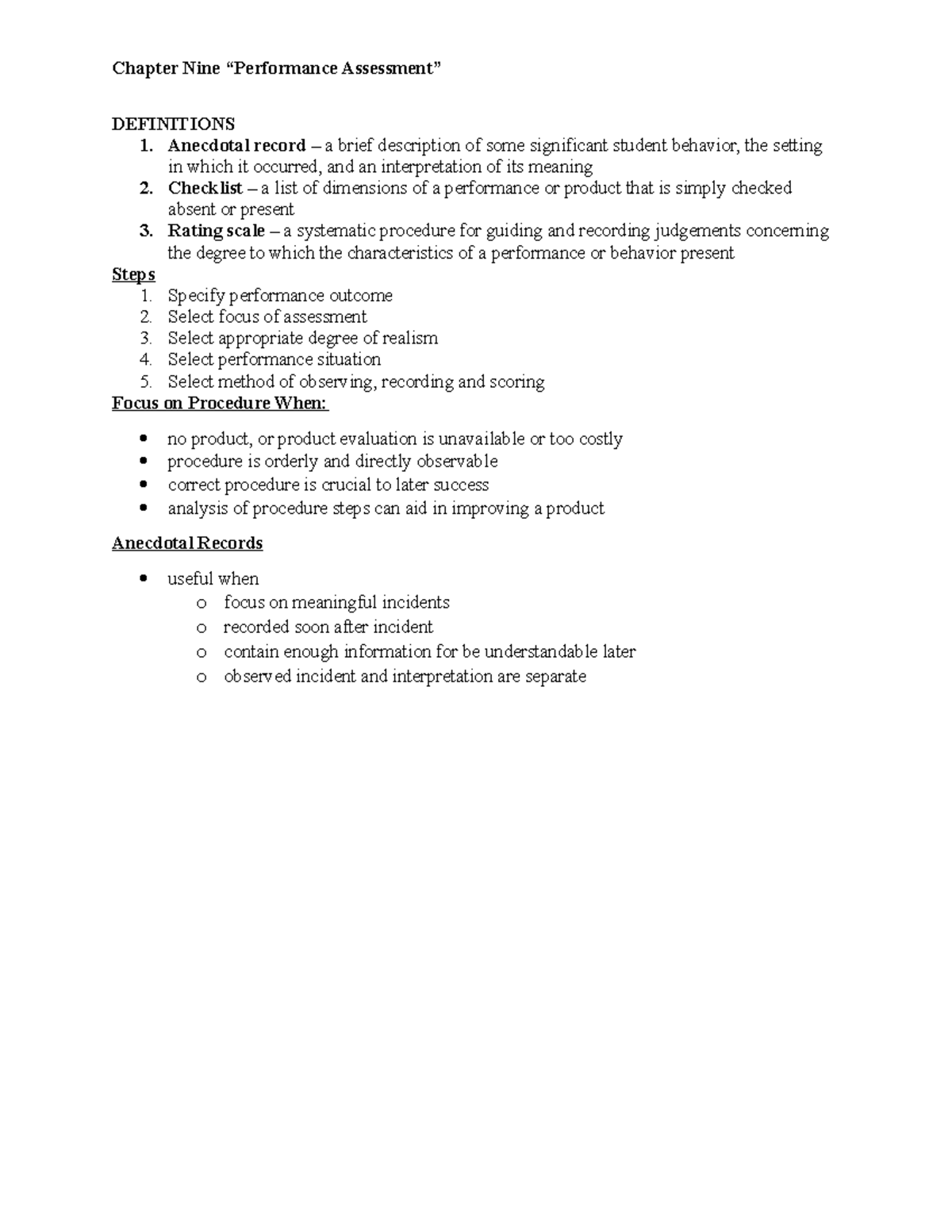 Chapter nine - how to create performance assessments and when to use ...