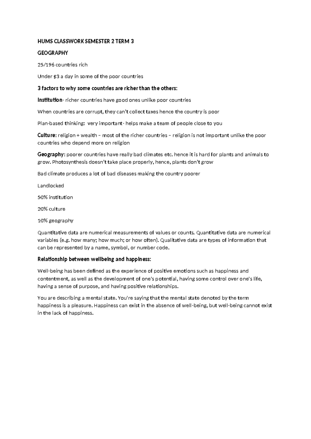 Hums classwork 2, 3,4 - hums - HUMS CLASSWORK SEMESTER 2 TERM 3 ...