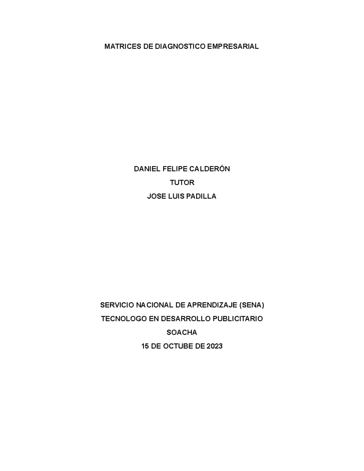 Matrices De Diagnostico Empresarial Matrices De Diagnostico