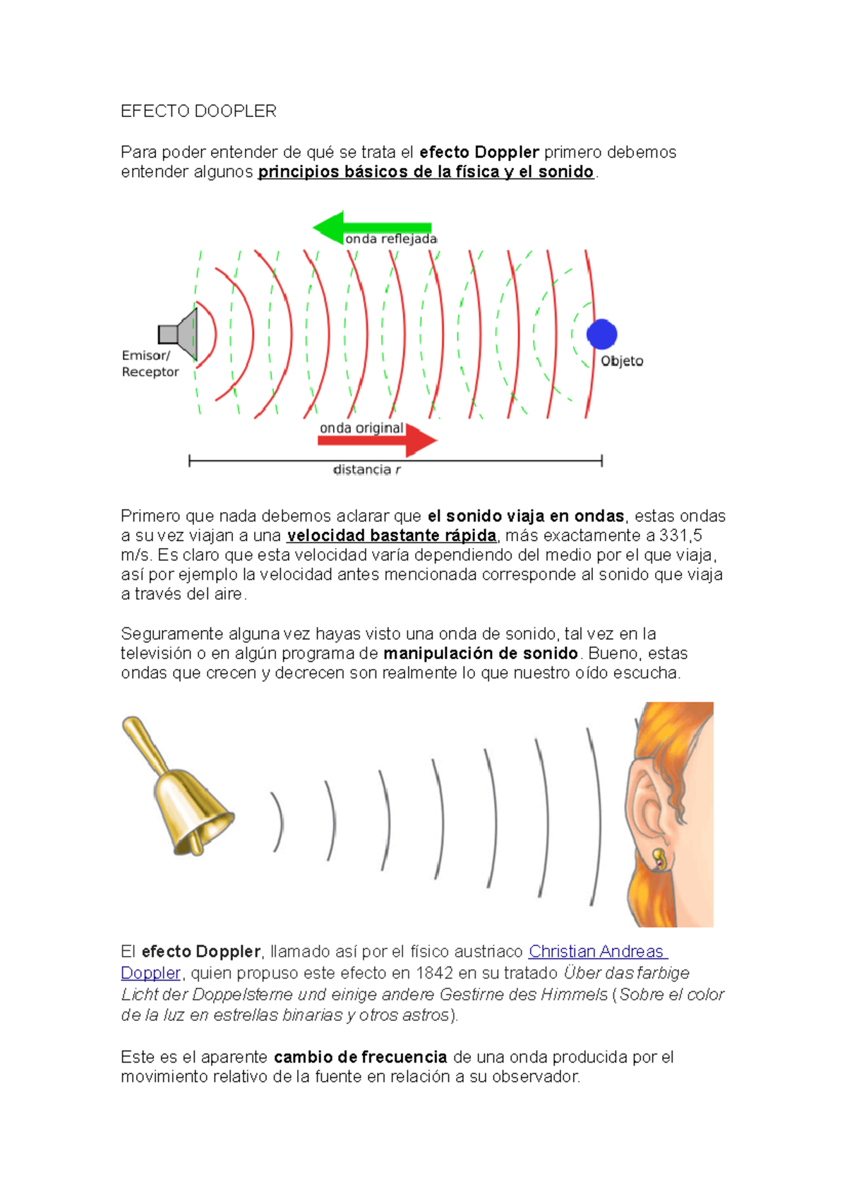 Efecto Doopler- Biofisica - EFECTO DOOPLER Para poder entender de qué se trata el efecto Doppler ...