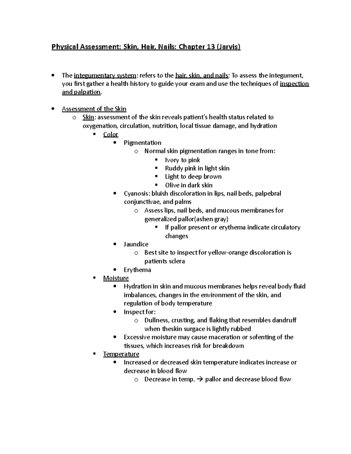 Hair, Skin, Nails Notes - Physical Assessment: Skin, Hair, Nails ...
