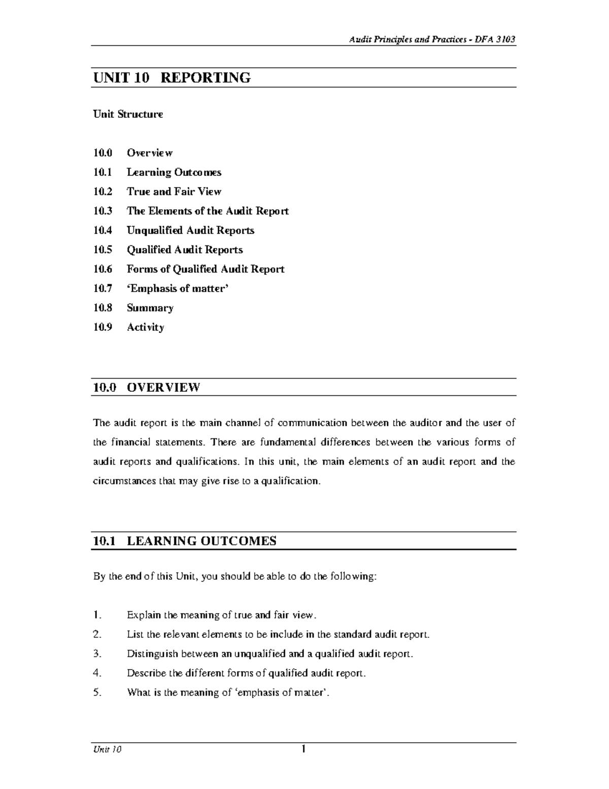 9 Reporting - Notes - UNIT 10 REPORTING Unit Structure 10 Overview 10 ...