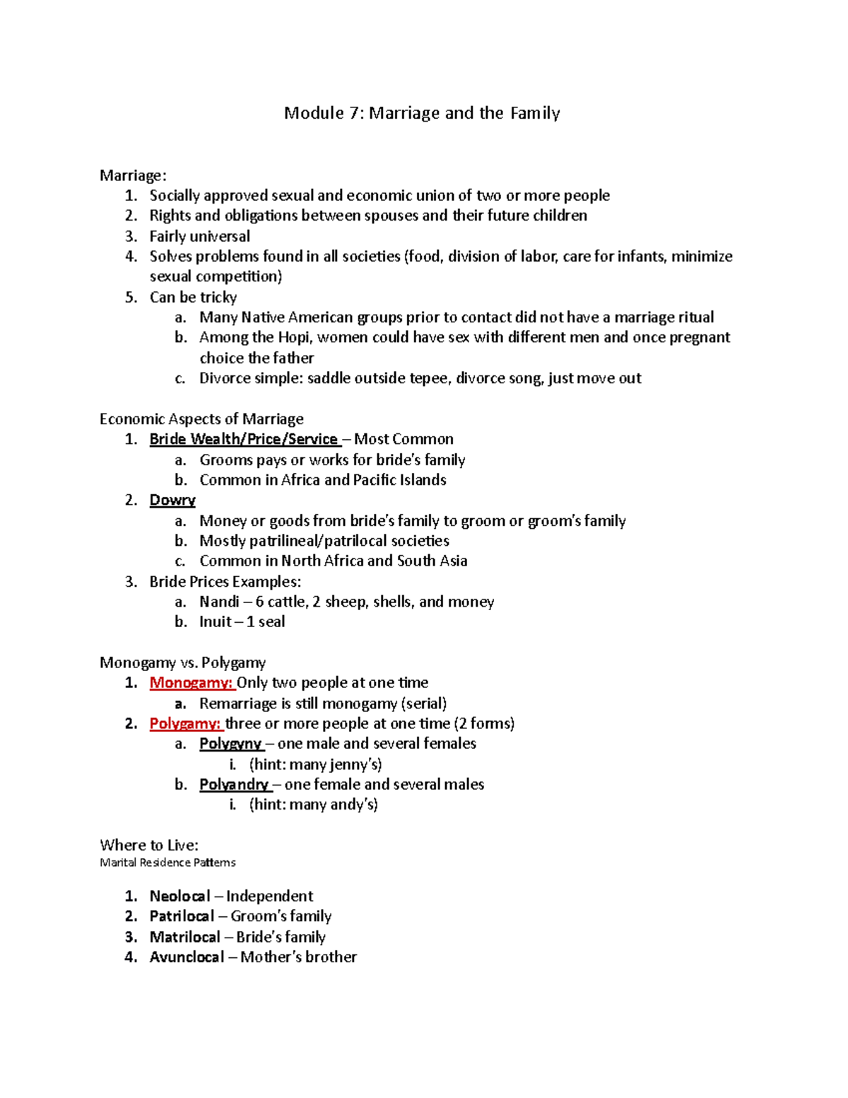Module 7 - Marriage and the Family - Module 7: Marriage and the Family ...