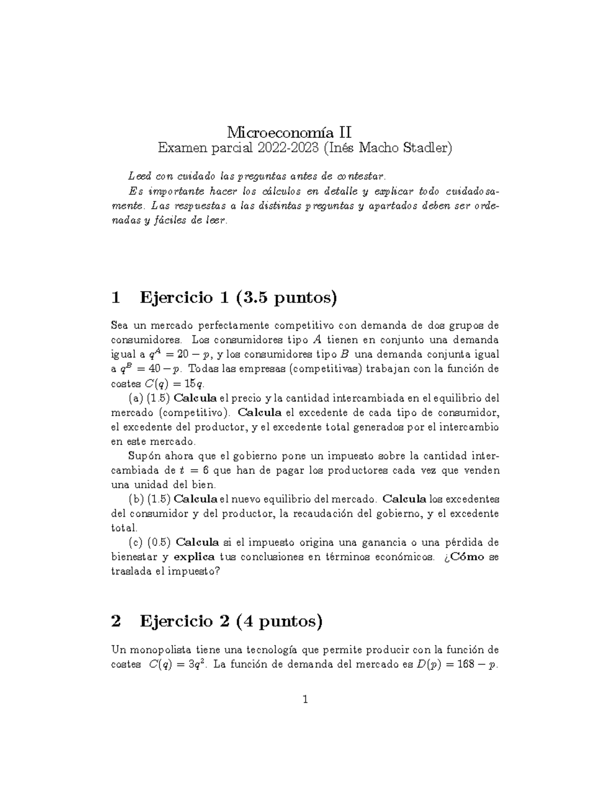 Examen parcial 2021-22 enunciados - MicroeconomÌa II Examen parcial ... Examen parcial 2021-22 enunciados - MicroeconomÌa II Examen parcial ...