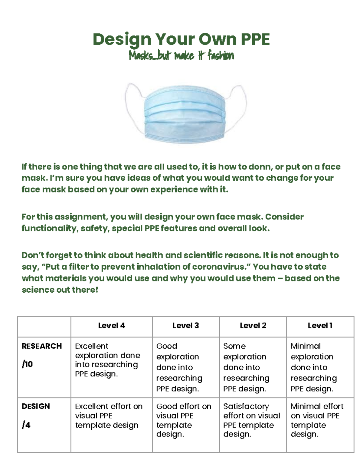 3.3 Design a Mask - i dont know - Design Your Own PPE Masks... make it ...