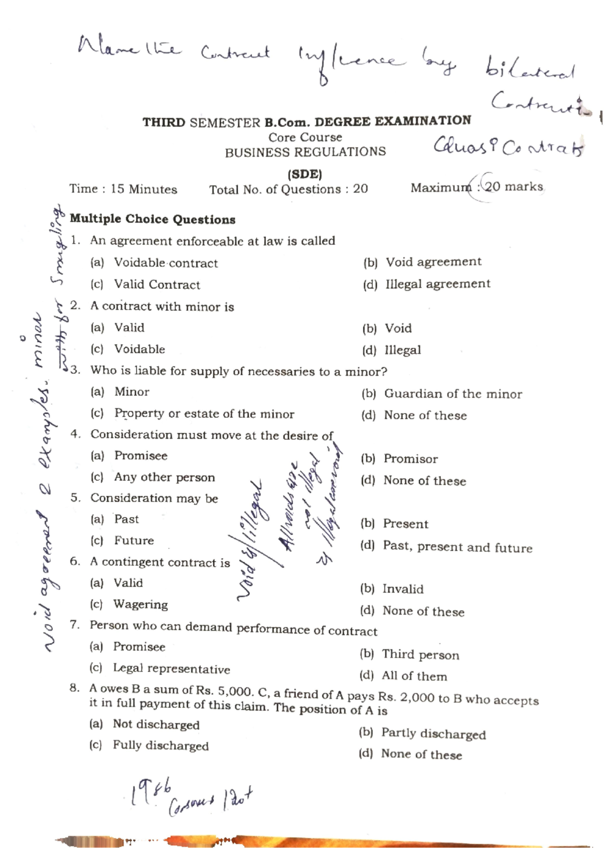 Third Semester B com degree examination questions - Bachelor of ...