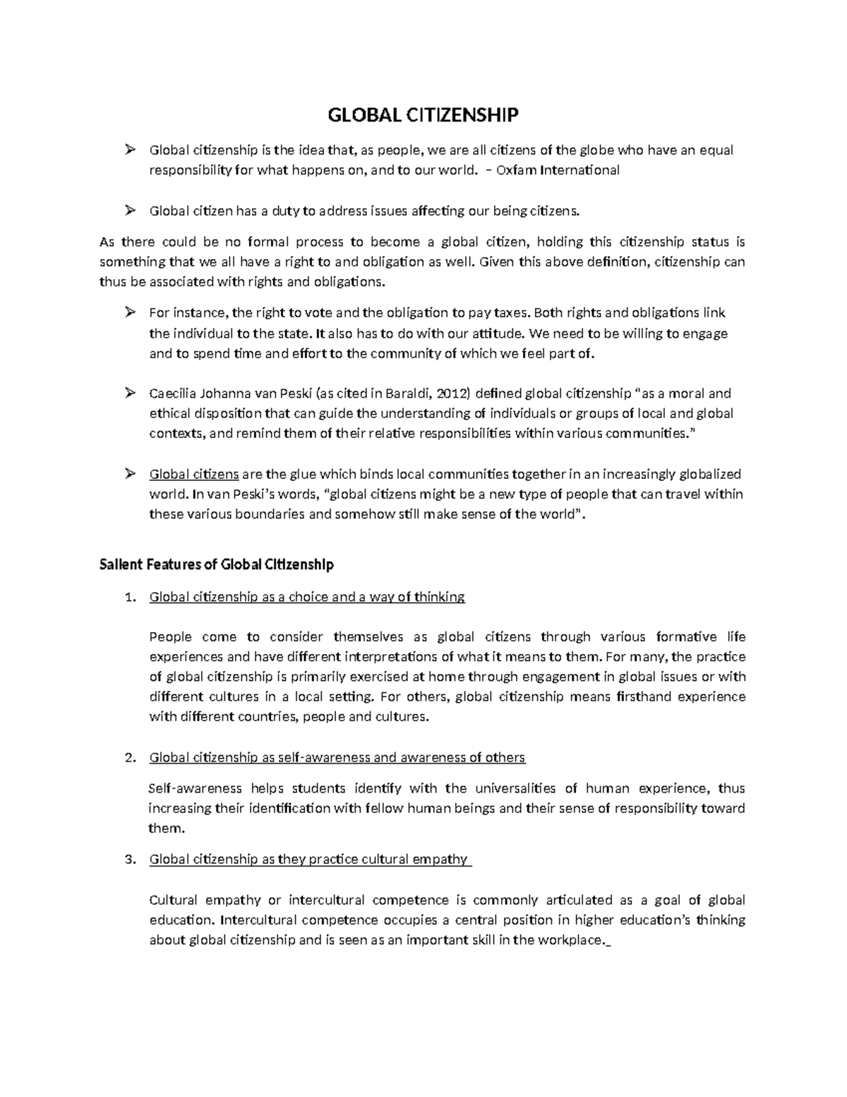 Global- Citizenship - – Oxfam International Global citizen has a duty ...
