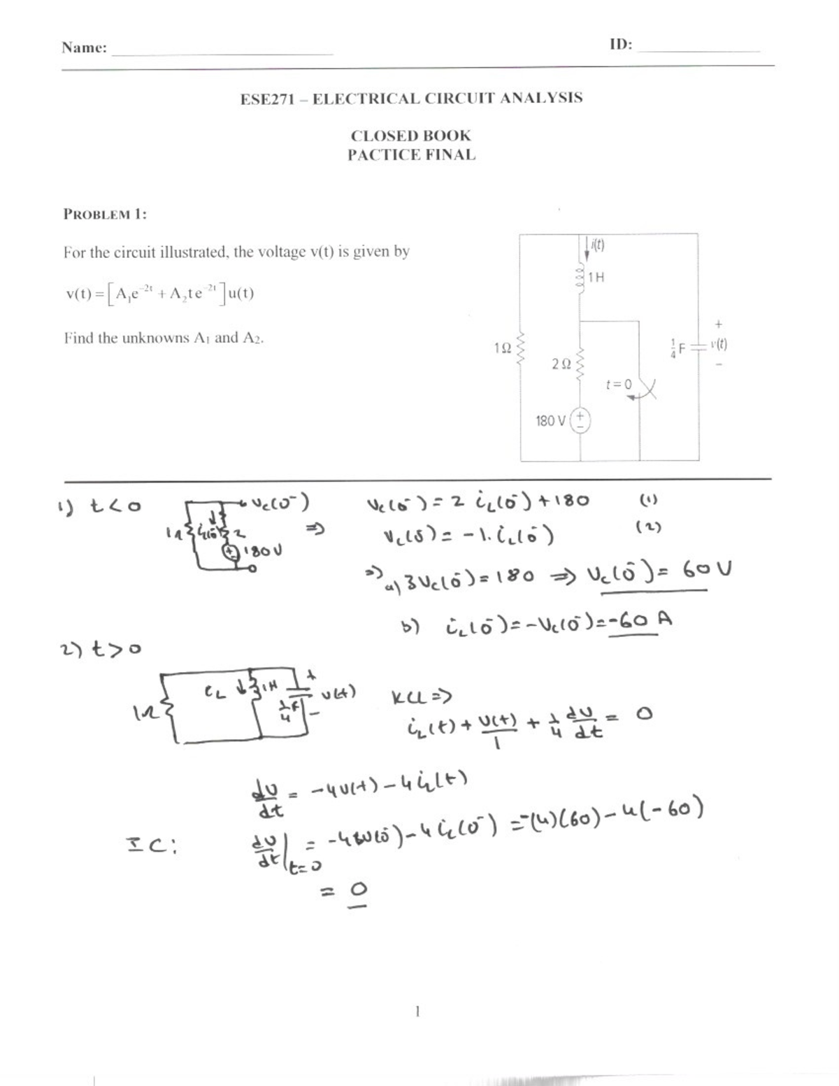 Practice final solutions - ESE 271 - Studocu