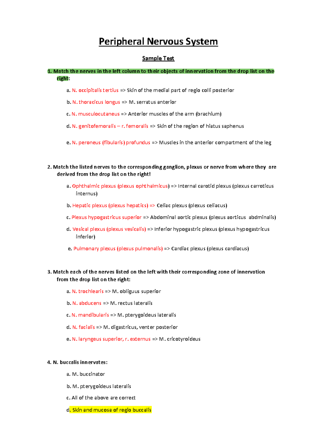 3 Peripheral Nervous System - Questions - Peripheral Nervous System ...