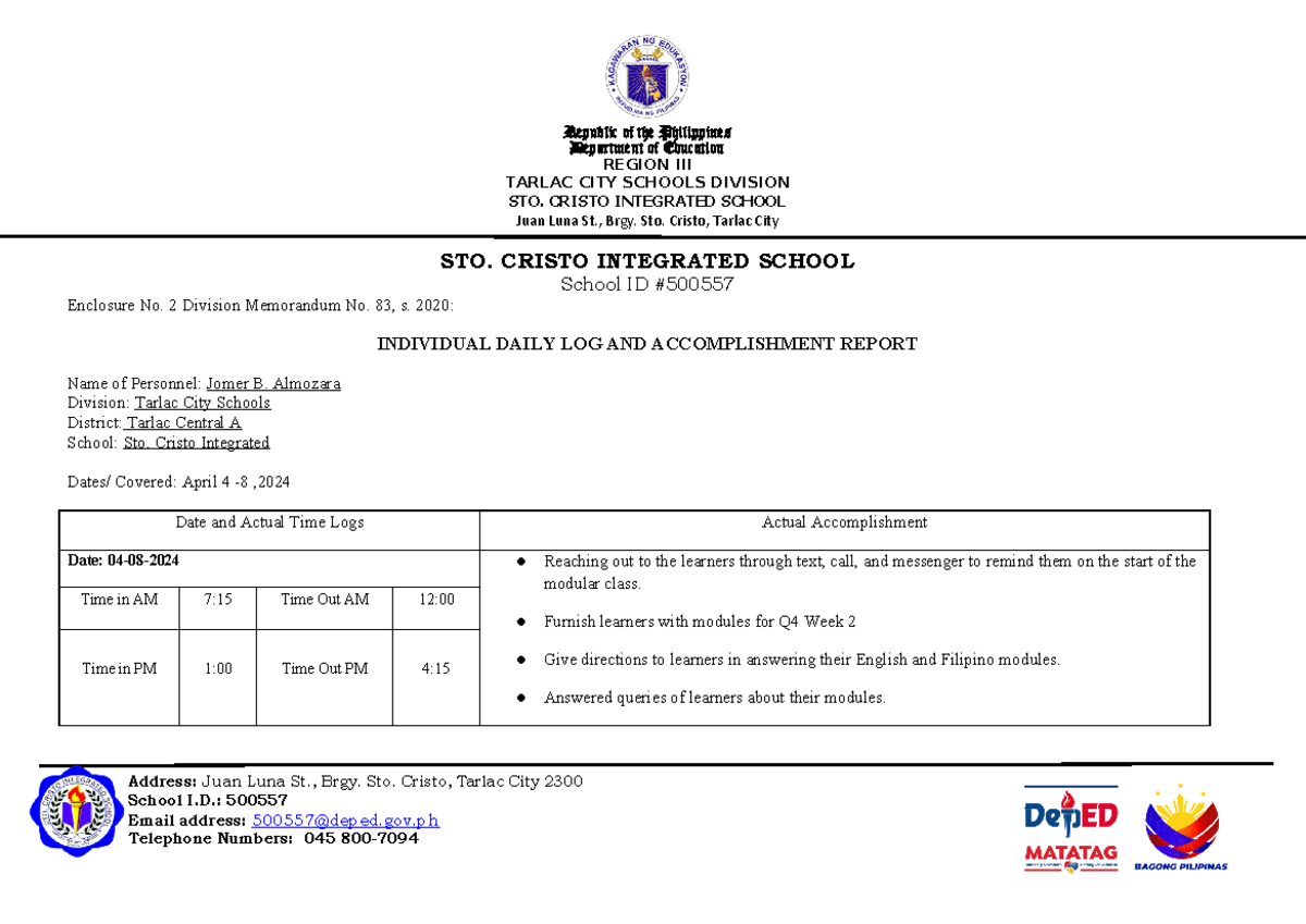TLE - Department of Education REGION III TARLAC CITY SCHOOLS DIVISION ...