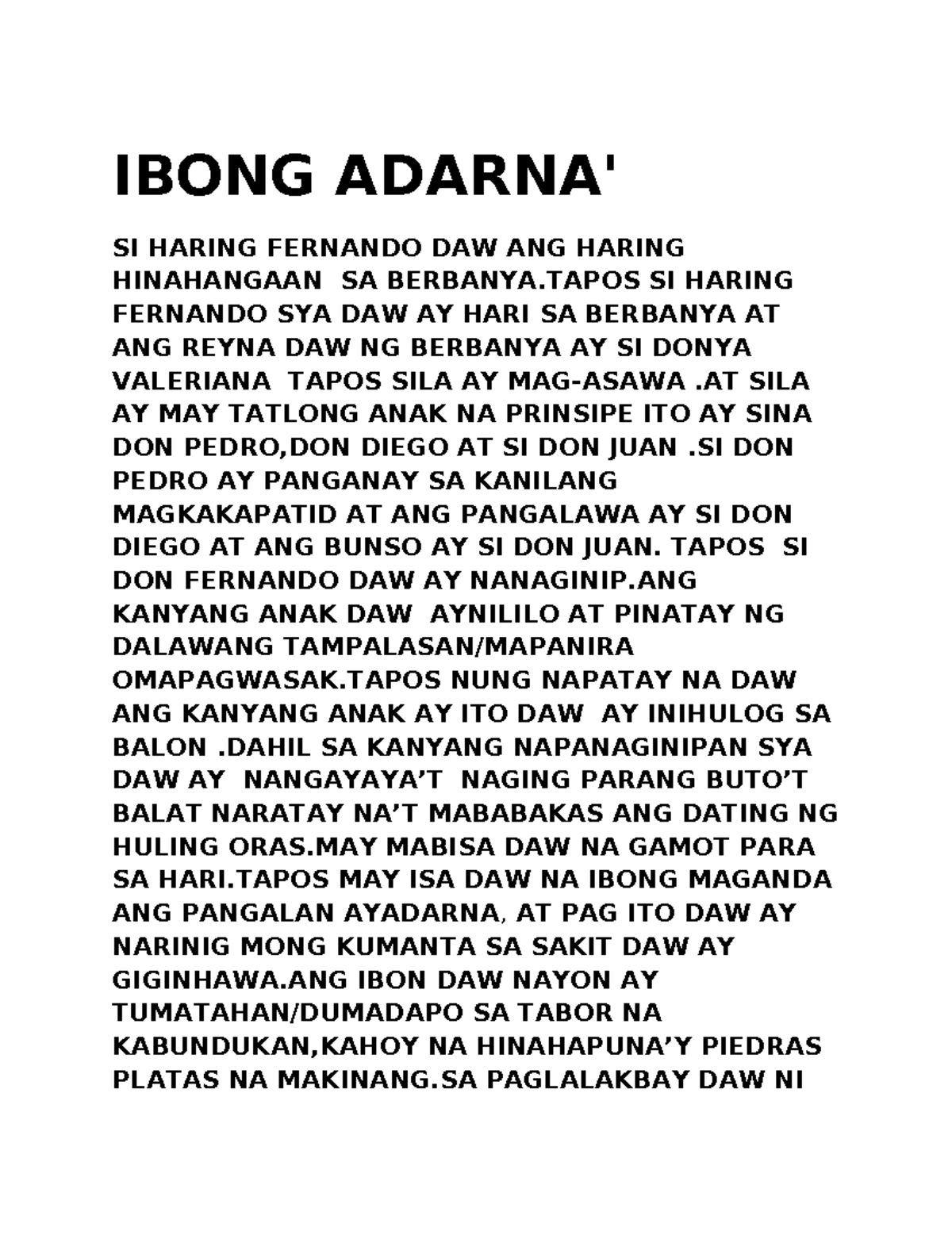 Ibong Adarna - IBONG ADARNA' SI HARING FERNANDO DAW ANG HARING HINAHANGAAN SA BERBANYA SI HARING ...