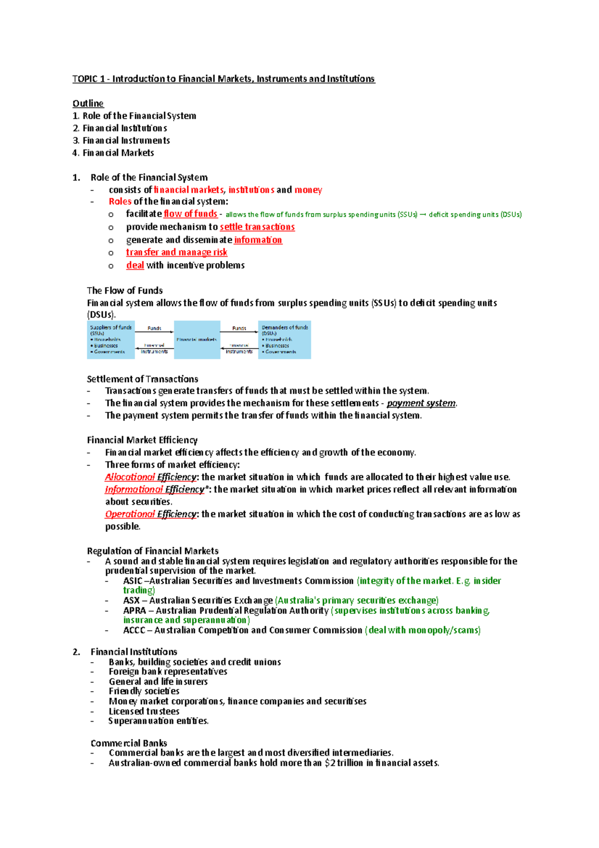 EFB201 notes 1 - 5 - 1 - 5 - TOPIC 1 - Introduction to Financial ...