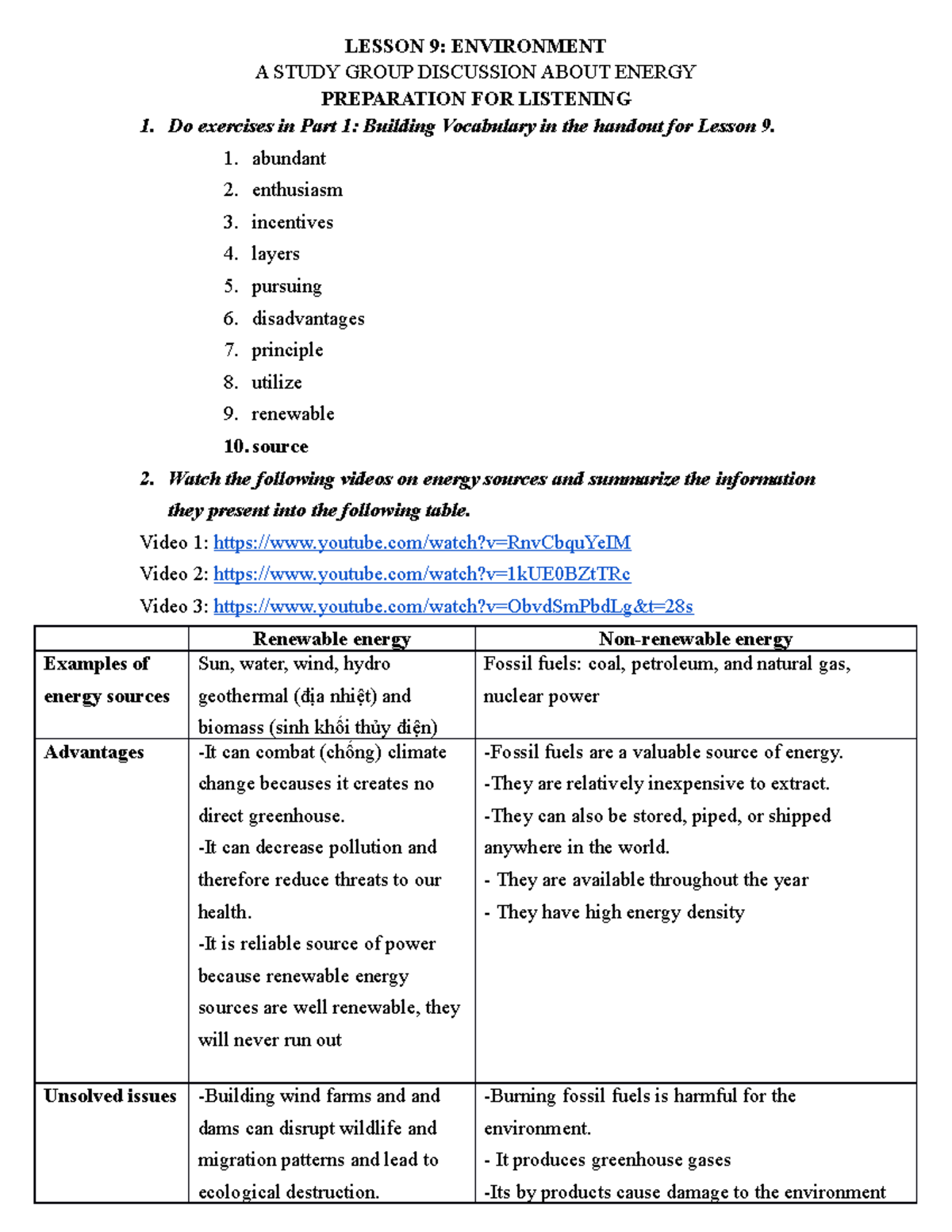 Lesson 9 Preparation L5 ENVIRONMENT A STUDY GROUP DISCUSSION ABOUT ...