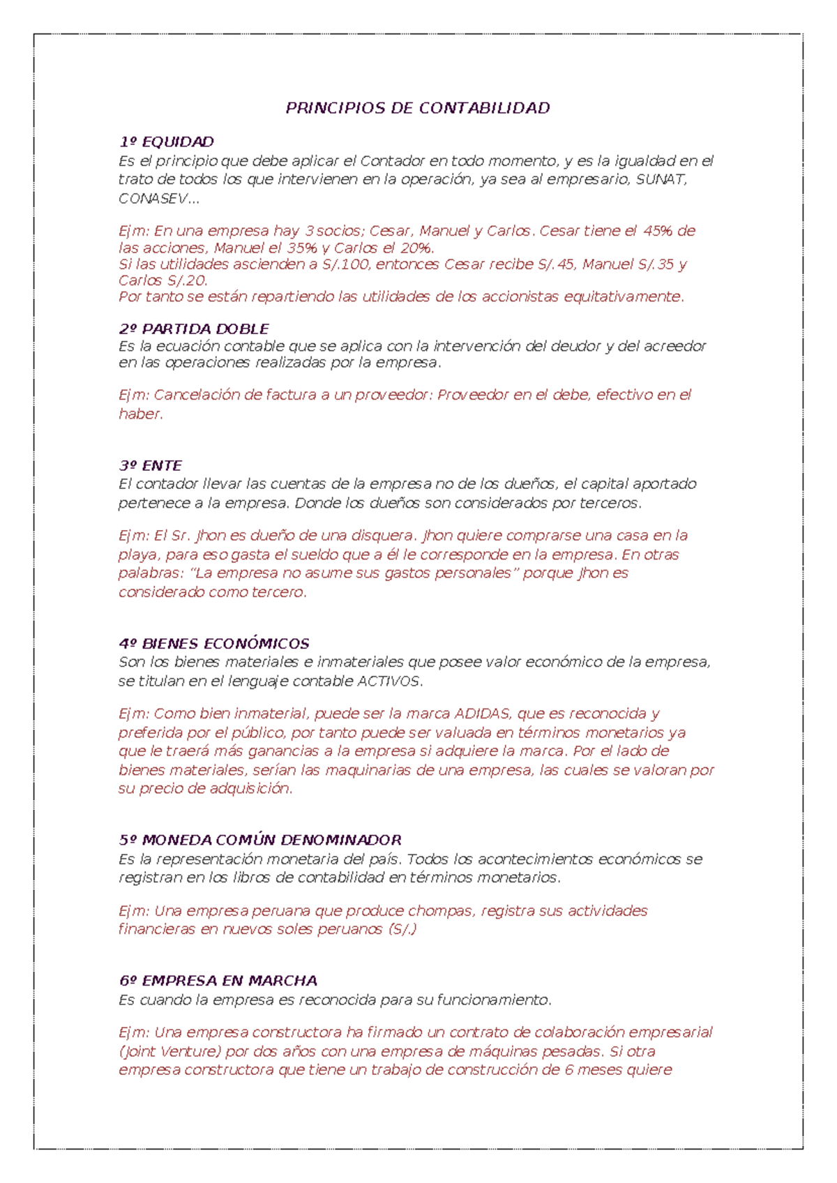 Principios DE Contabilidad - PRINCIPIOS DE CONTABILIDAD 1º EQUIDAD Es ...