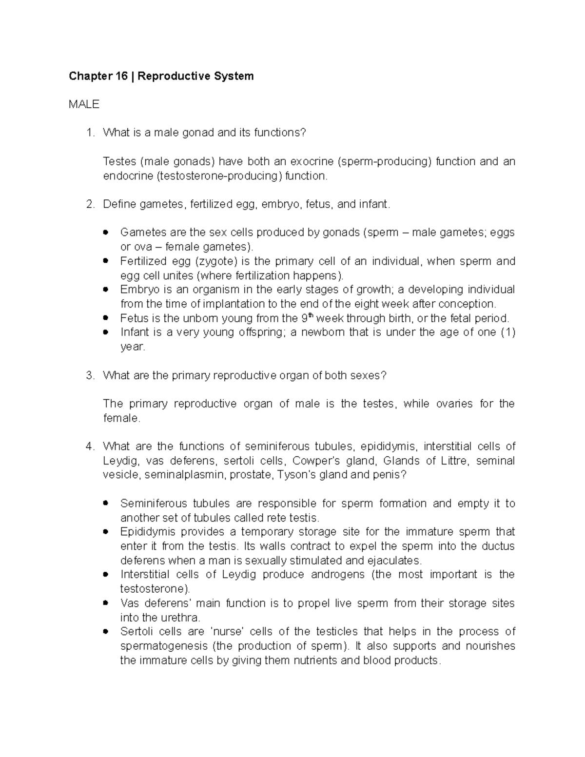 Reproductive System - Chapter 16 | Reproductive System MALE What is a ...