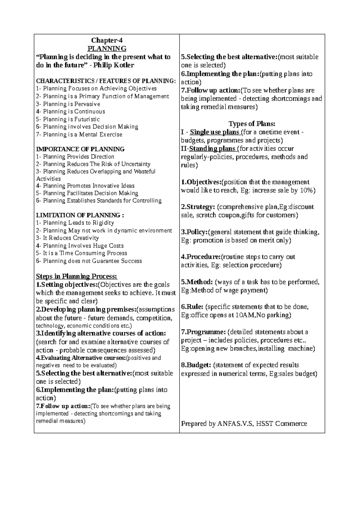 Chapter 4 Planning - It's a lecture notes - Chapter- PLANNING “Planning ...