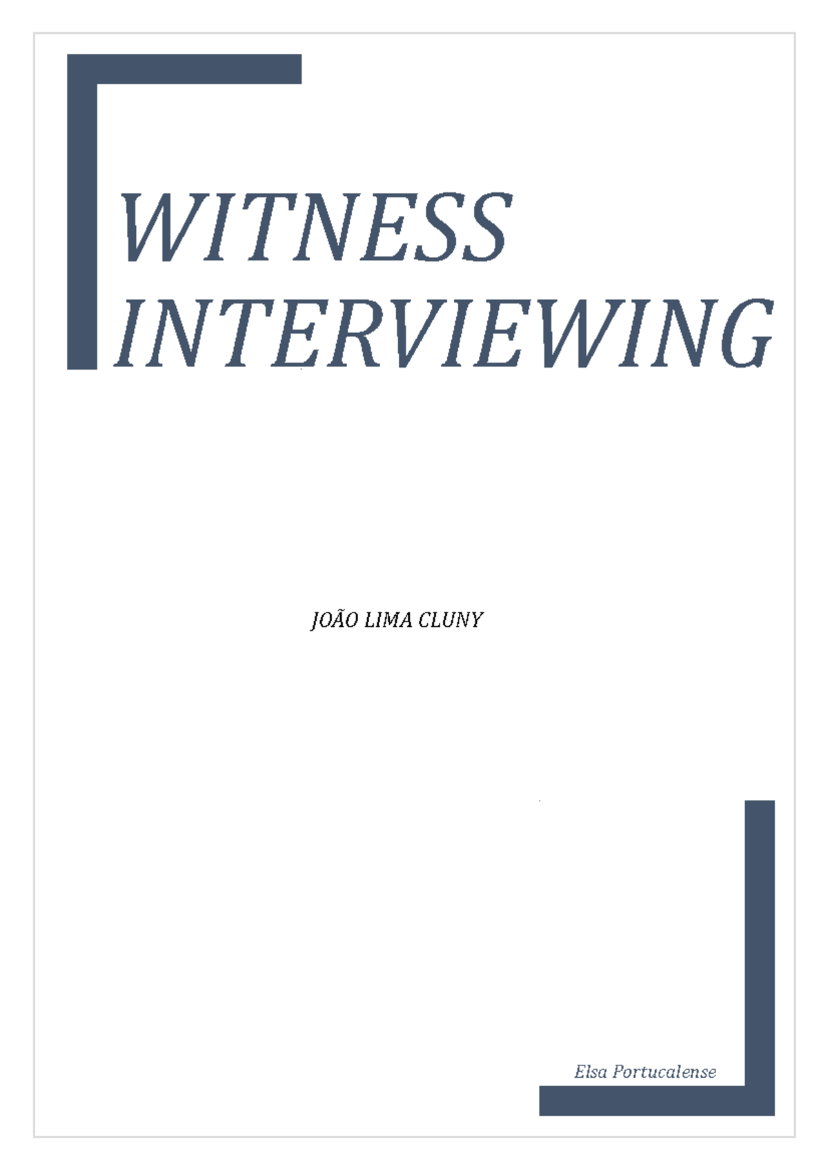 Witness Interviewing - Workshop online (apontamentos) - WITNESS ...