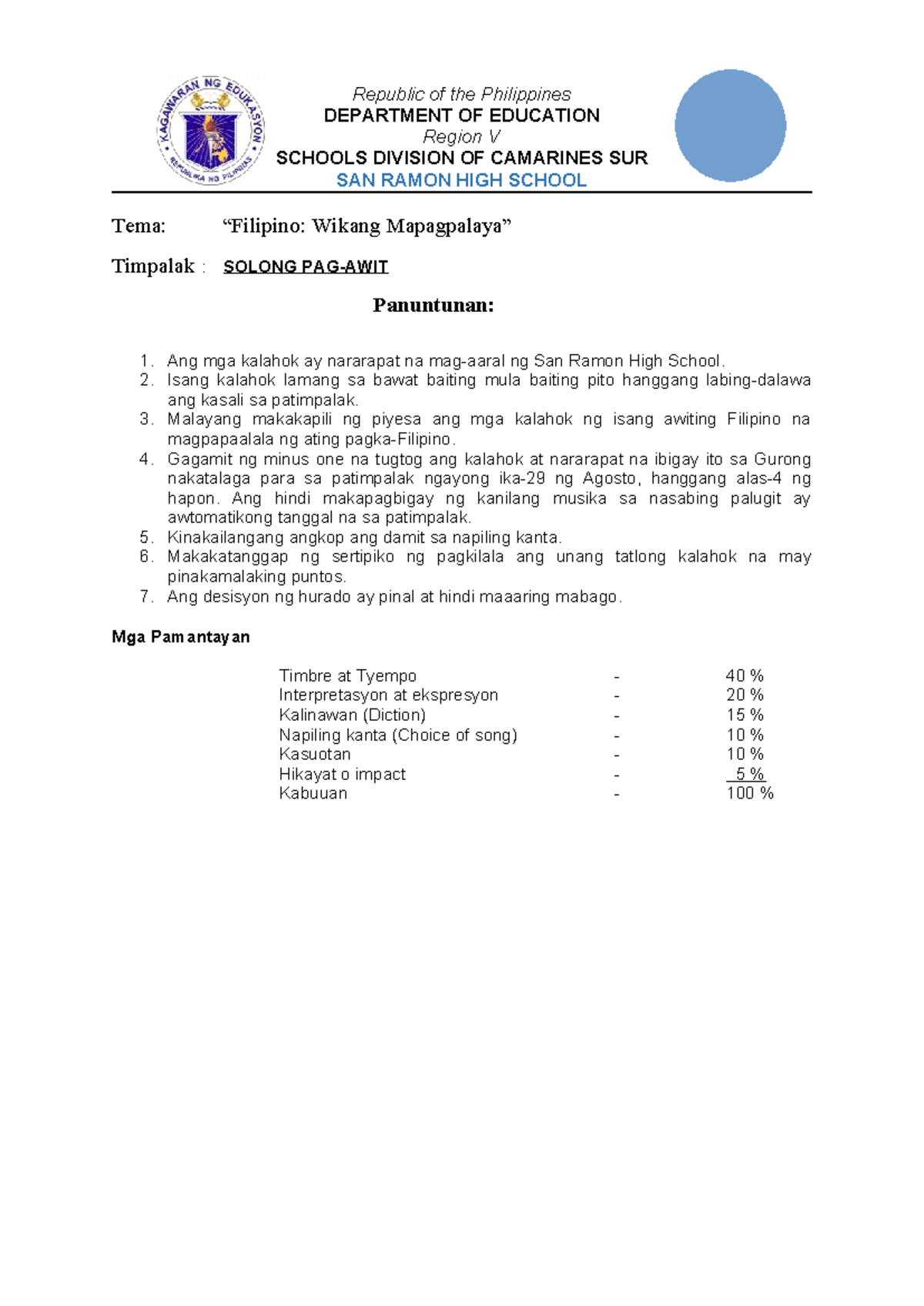 Pamantayan Sa Sayaw Interpretasyon - Republic of the Philippines ...