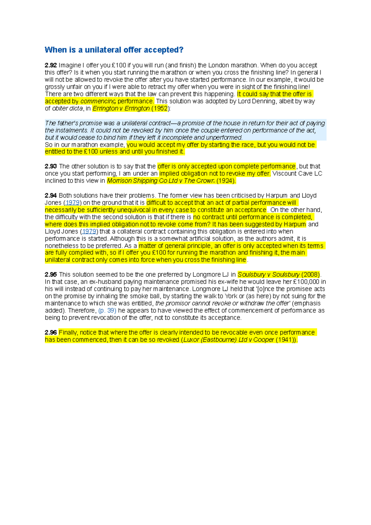 UNIT 1 PART 3 Reading - When is a unilateral offer accepted? 2 Imagine ...