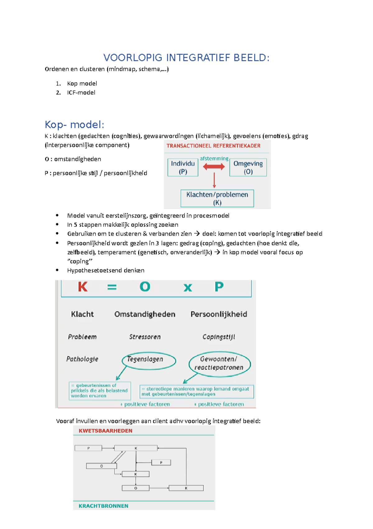 Psychodiagnostiek deeltje samenvatting - VOORLOPIG INTEGRATIEF BEELD ...
