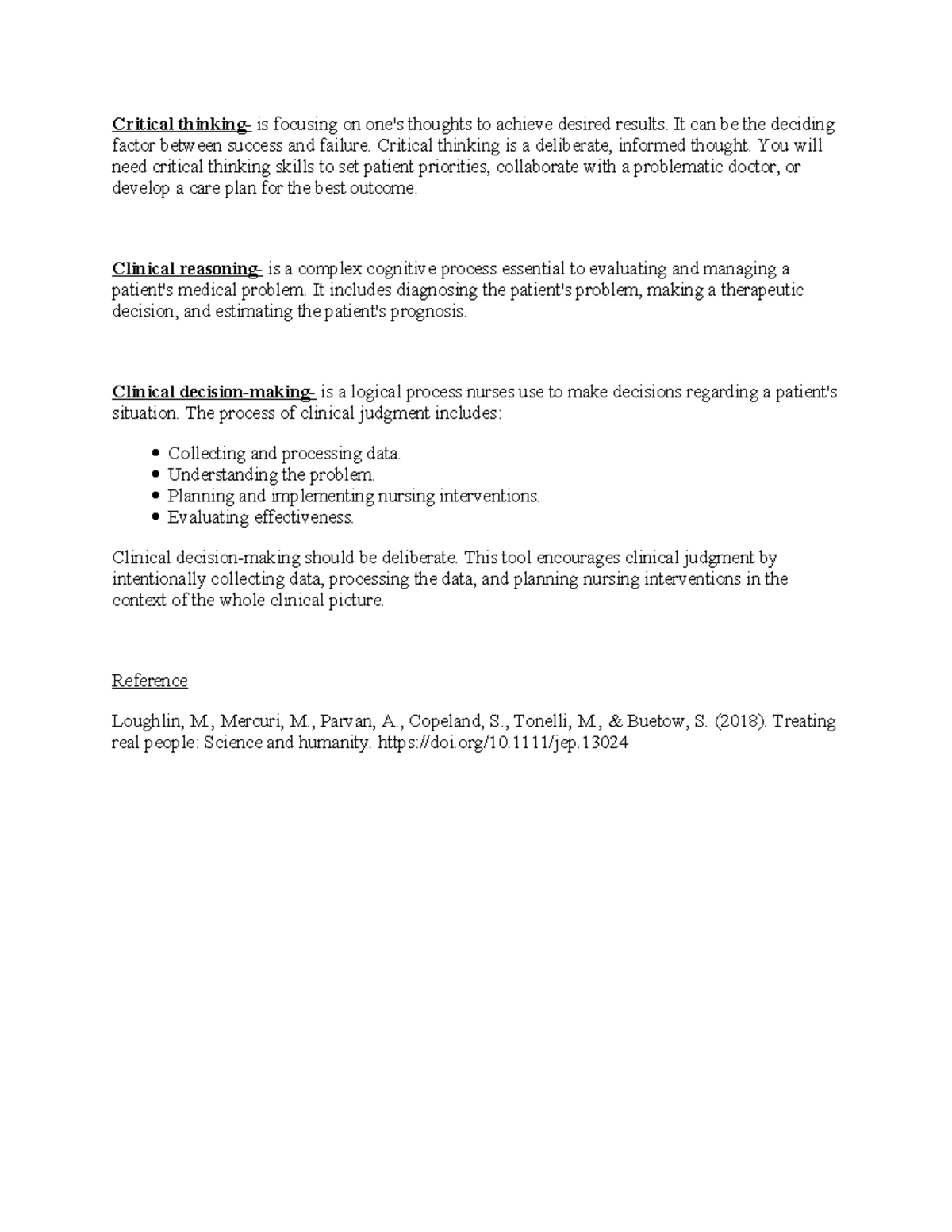 Difference between Critical Thinking, Clinical Reasoning and CLinical ...
