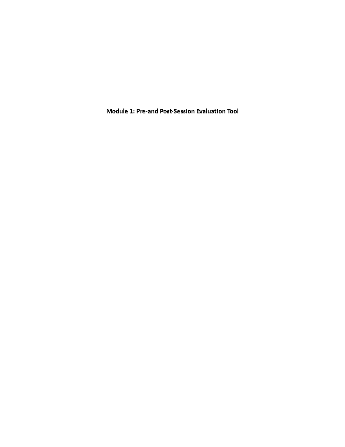 Module 1 pre-post - Pre assessment - Module 1: Pre-and Post-Session ...