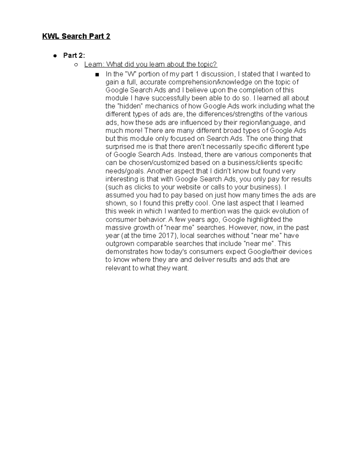 KWL Search Part 2 - KWL discussion - KWL Search Part 2 Part 2: Learn ...