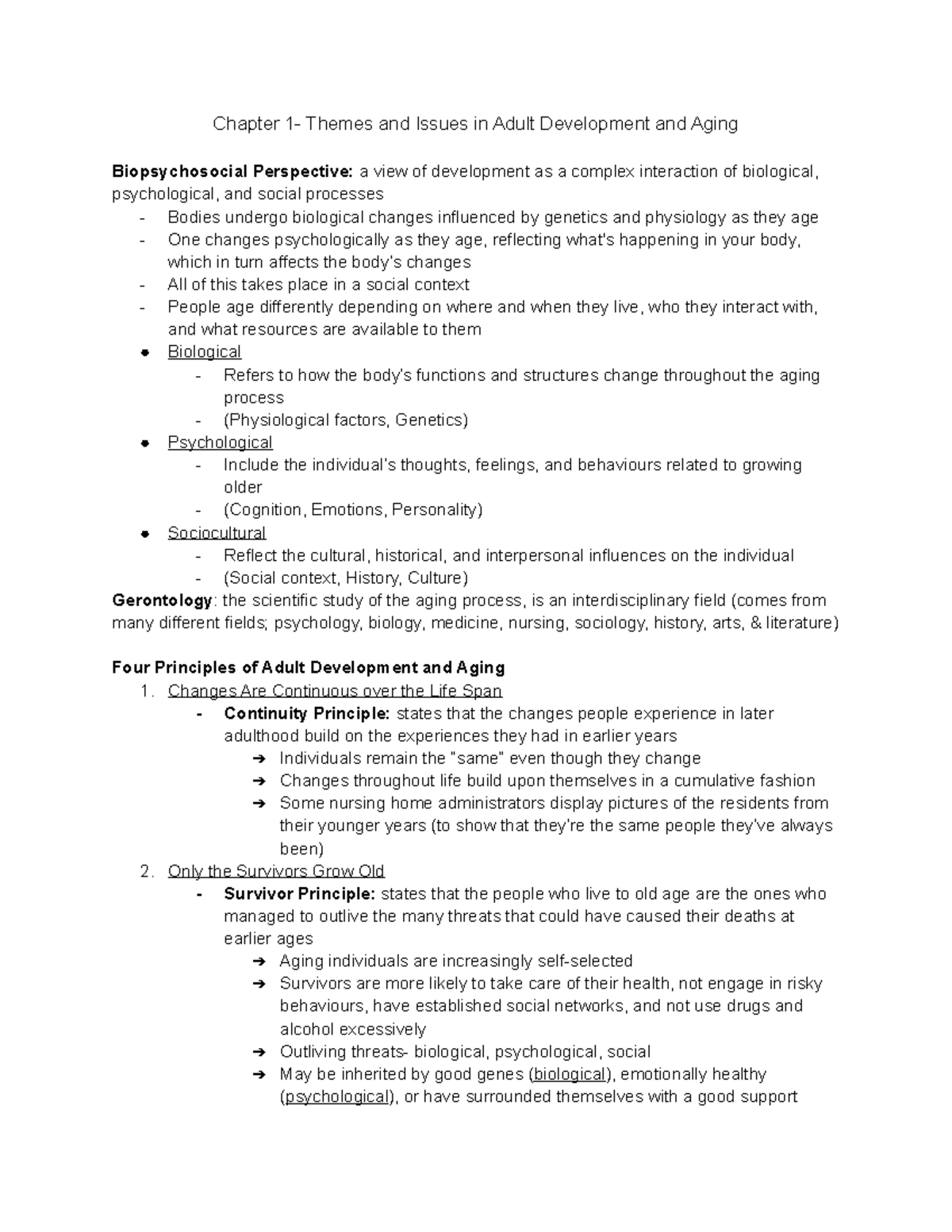 Textbook Notes Chapter 1 - Chapter 1- Themes and Issues in Adult ...