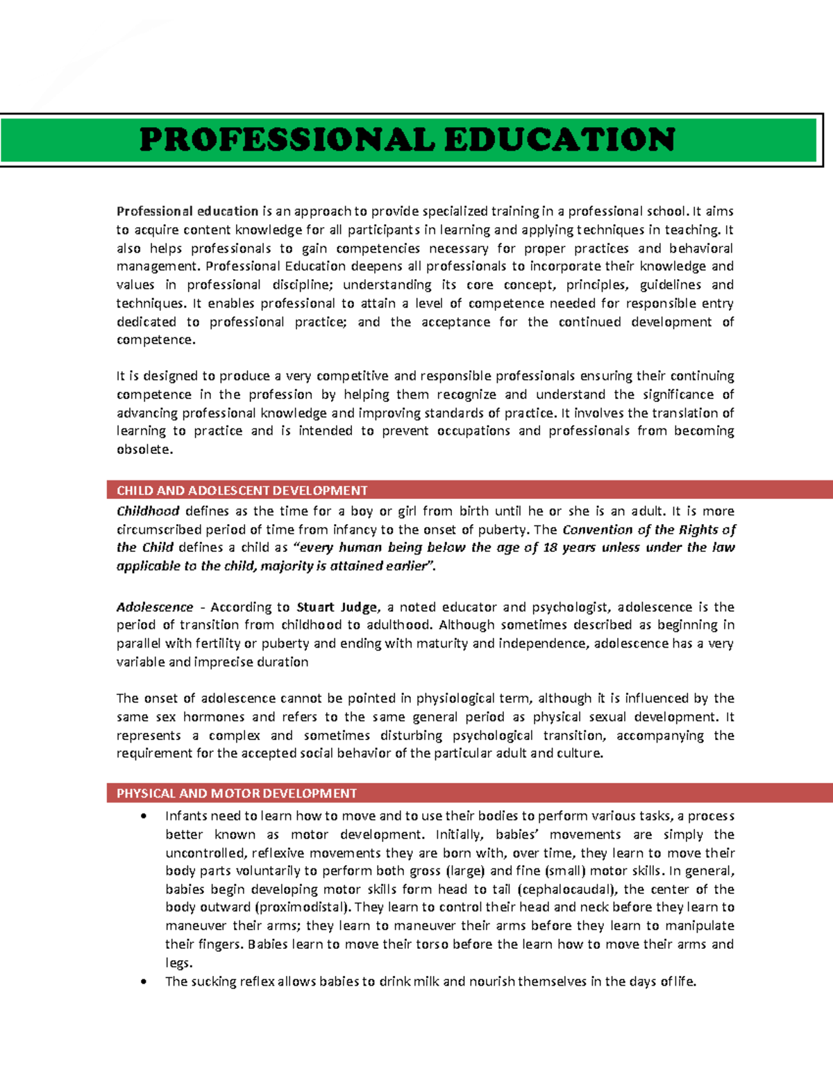 Prof - Reviewer in Professional Education - Professional education is ...