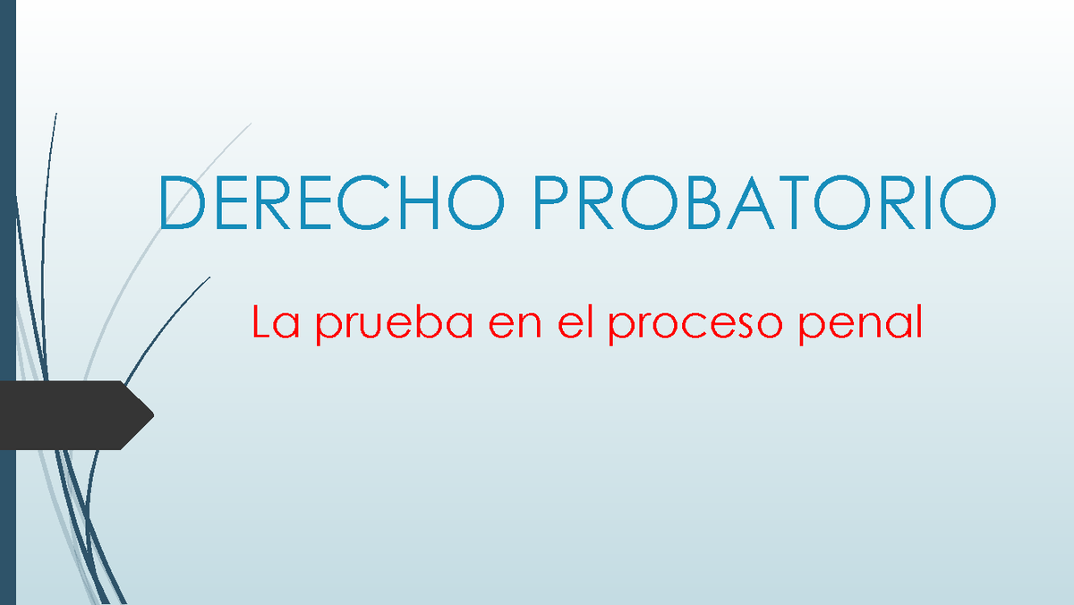 Diapositivas derecho probatorio - DERECHO PROBATORIO La prueba en el proceso penal LA PRUEBA EN ...