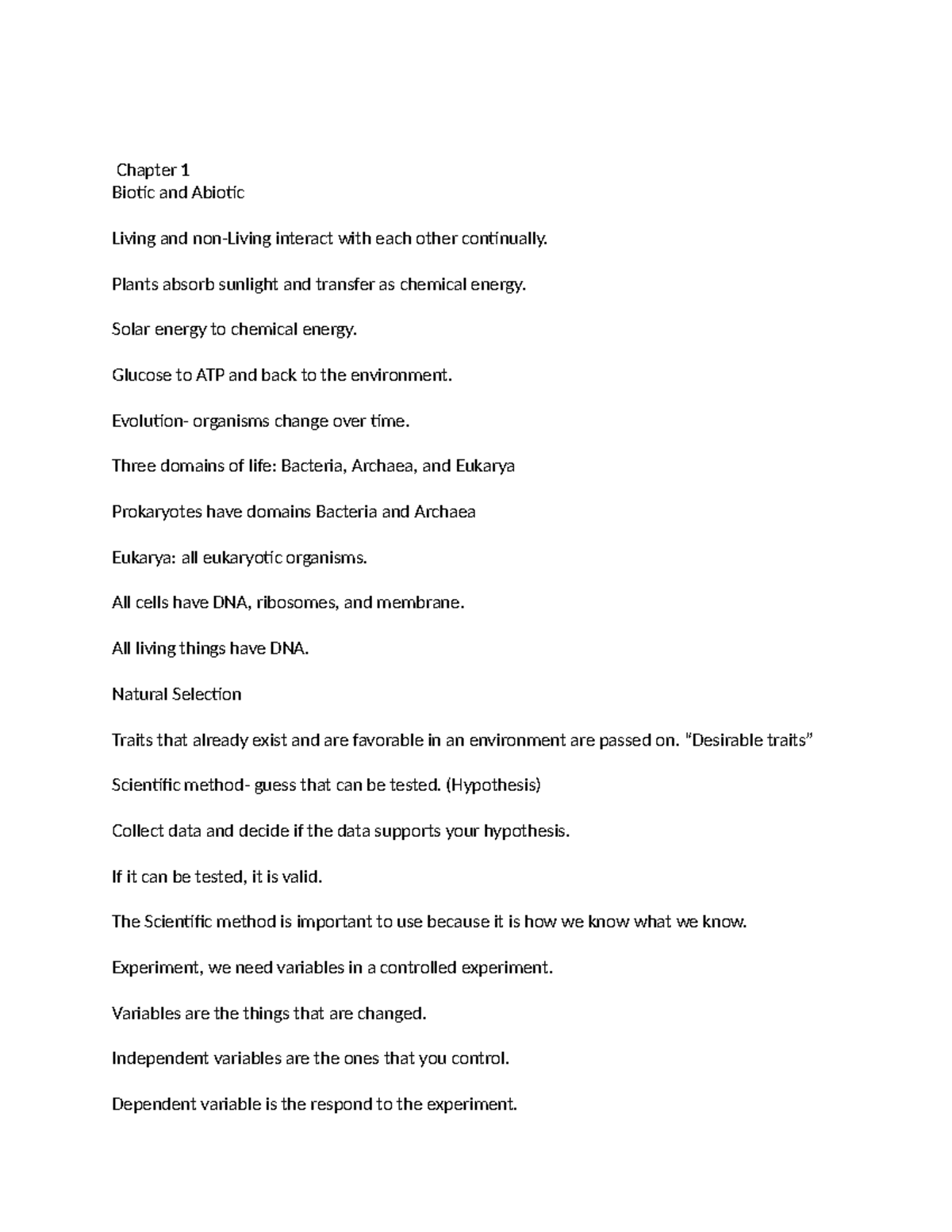 Biomit - Chapter 1 Biotic and Abiotic Living and non-Living interact ...