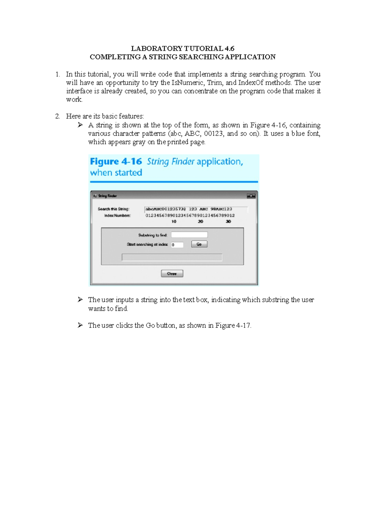 Tutorial 4-6-Completing a string searching application - LABORATORY TUTORIAL 4. COMPLETING A ...