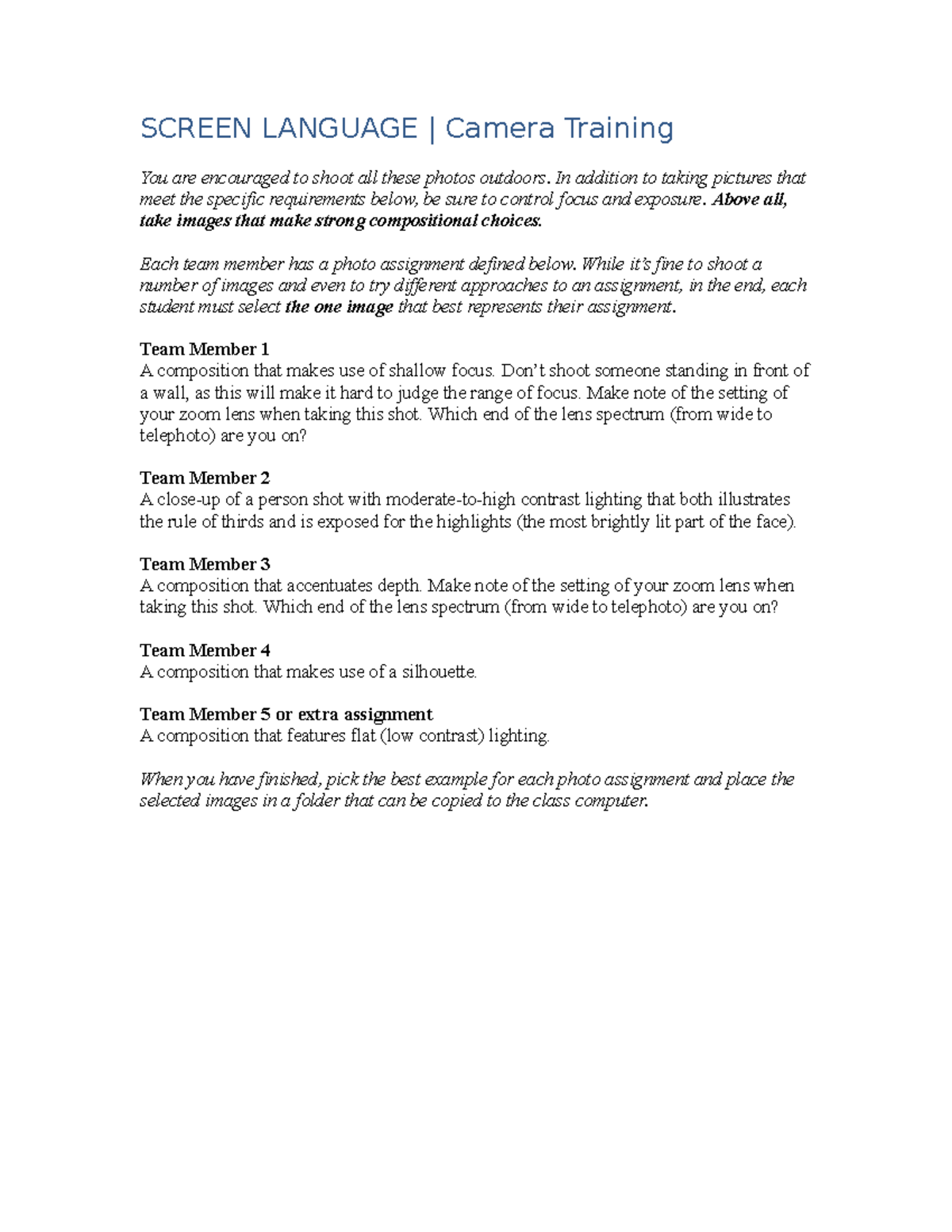 Camera Training Workshop Instructions-2021 - SCREEN LANGUAGE | Camera ...