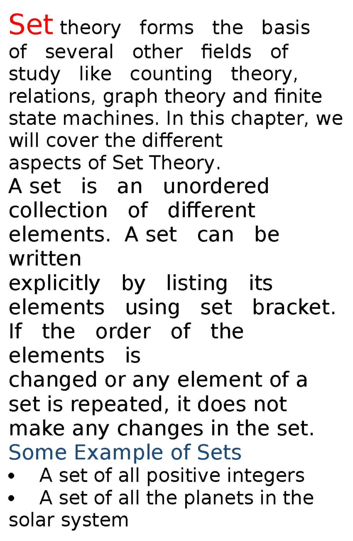 Logic AND SET Theory Lesson 1 - Set theory forms the basis of several ...