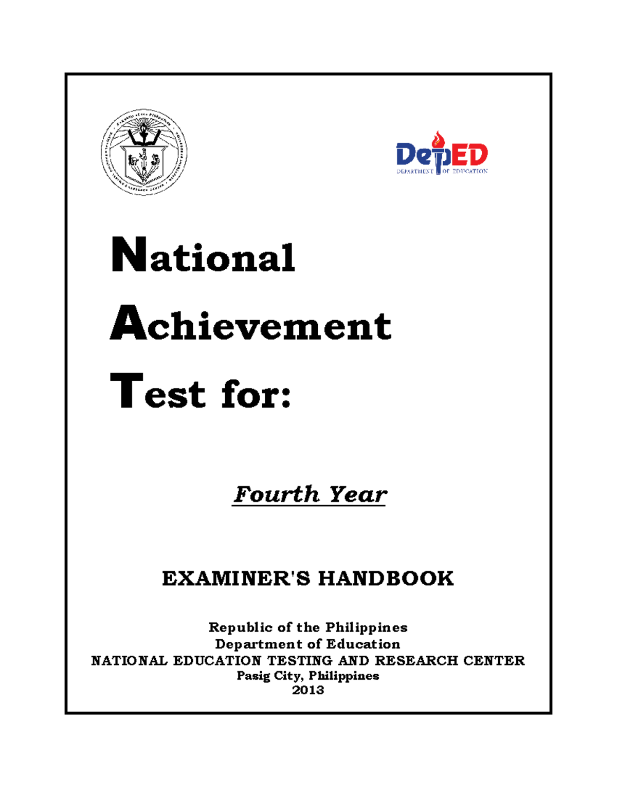 NAT Examiners Handbook Year 4 2013 - - Studocu