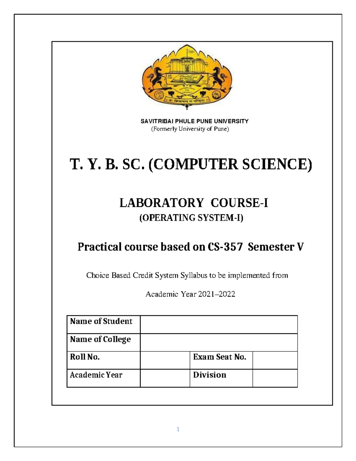 Os LB3 - SAVITRIBAI PHULE PUNE UNIVERSITY (Formerly University of Pune) T. Y. B. SC. (COMPUTER ...