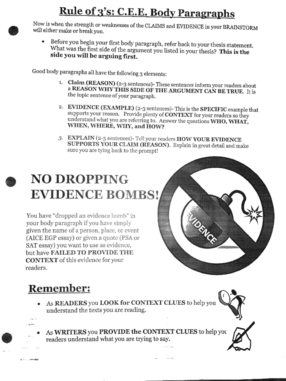 Rule of 3's - CEE Body Paragraph - ENG 4940 - Studocu