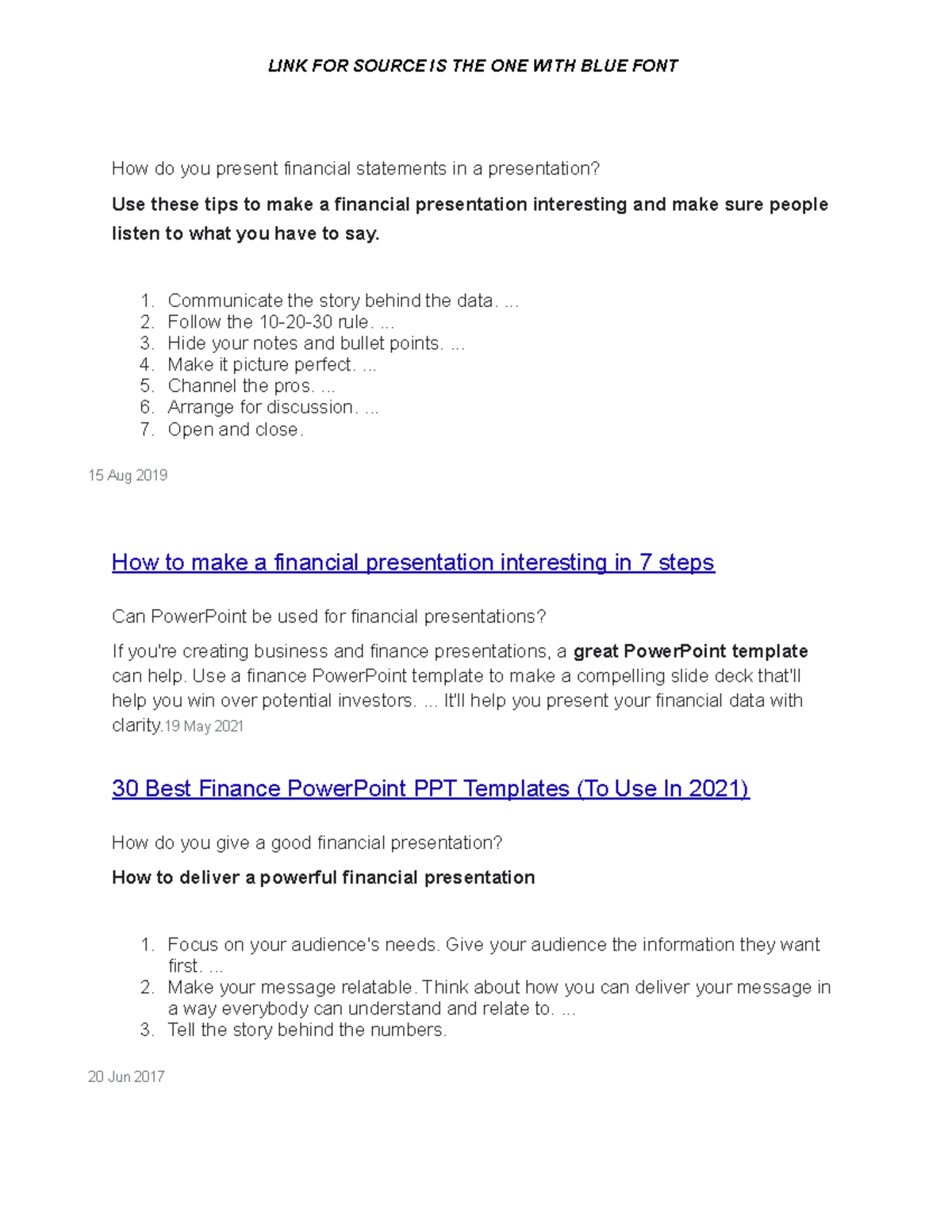 How do you present financial statements in a presentation ...