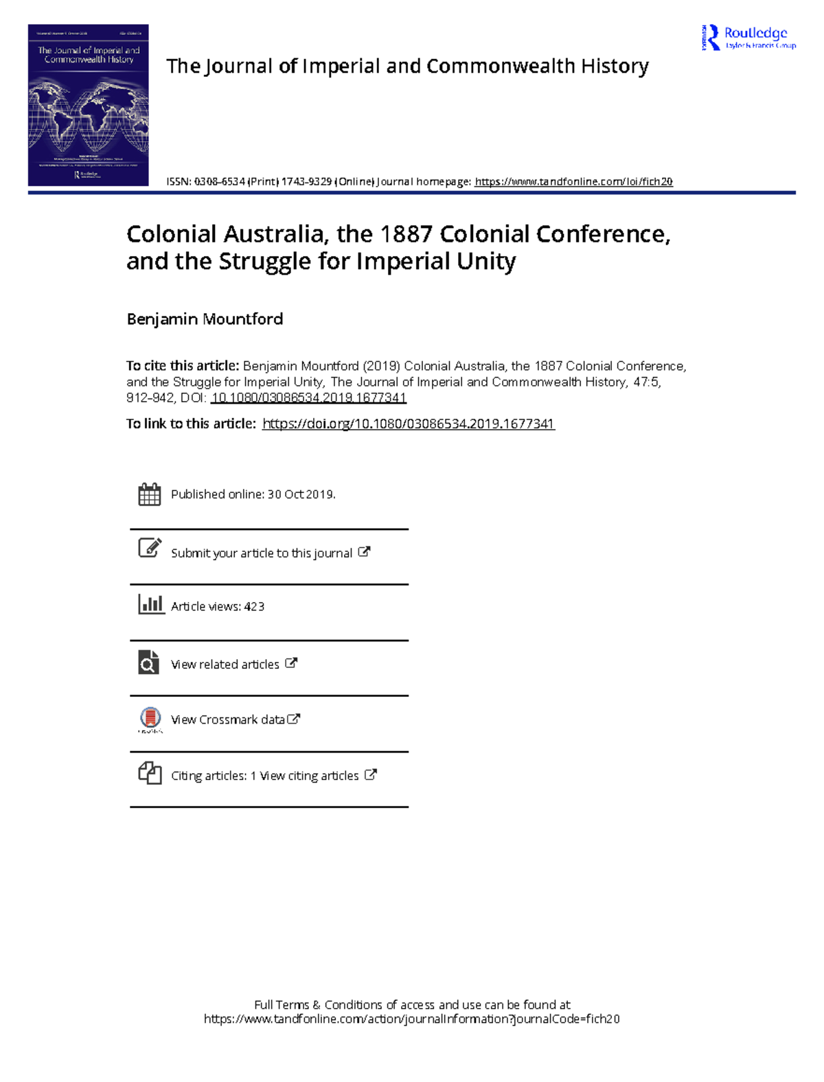 Colonial Australia the 1887 Colonial Conference and the Struggle for ...