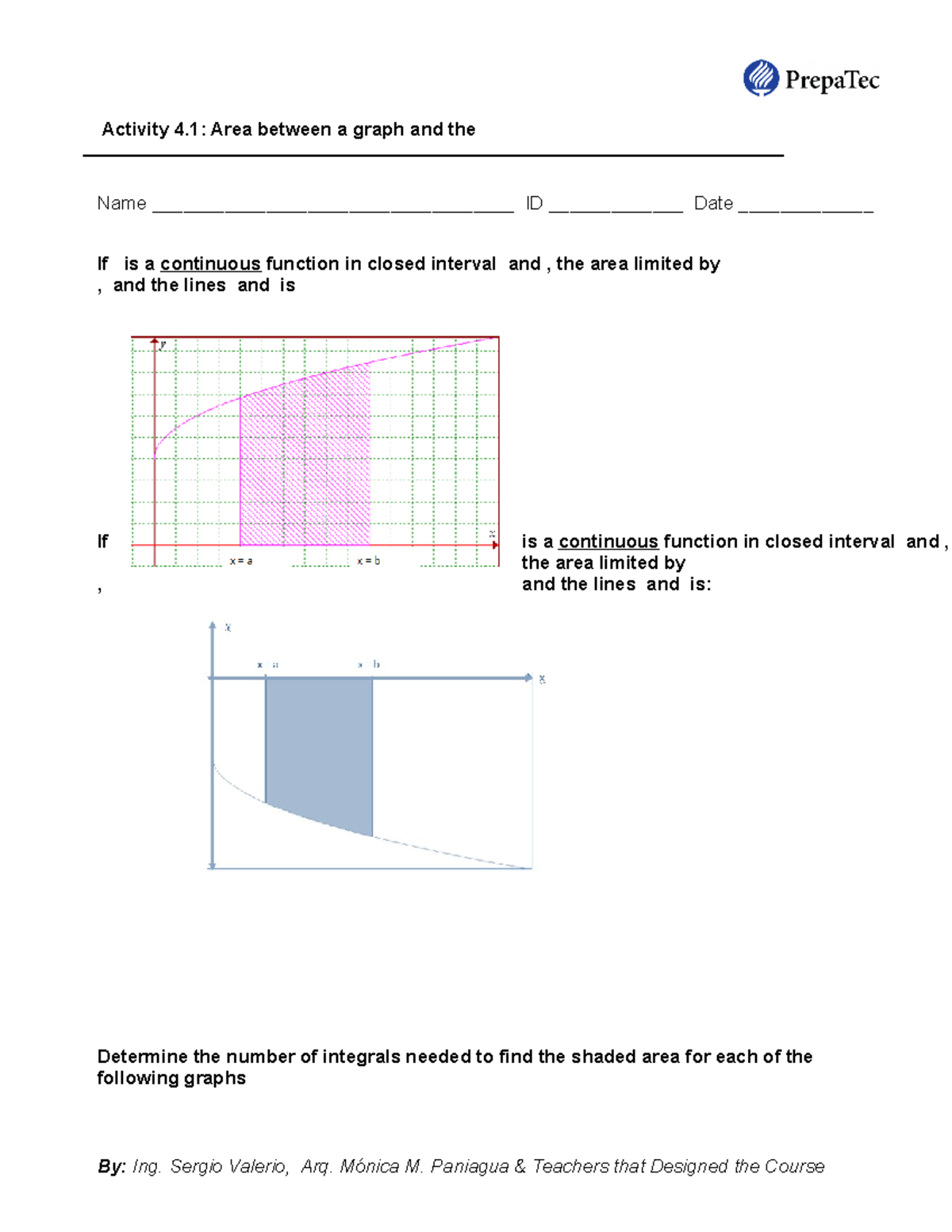 Activity 4 - Area entre la grafica y el axis -x - Algebra - UVM - Studocu